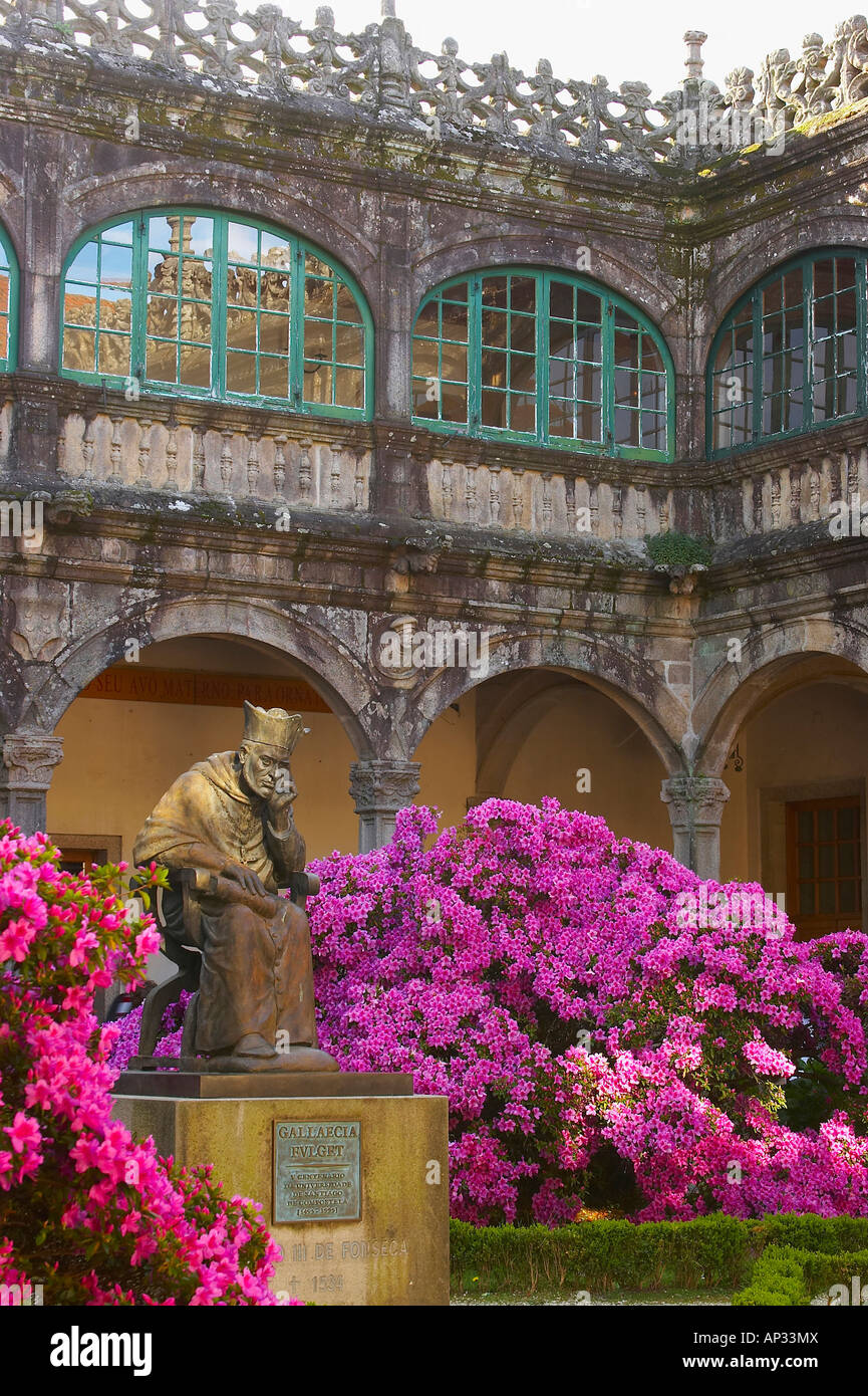 Azaleas in spring outside Colegio de Fonseca, Santiago de Compostela ...