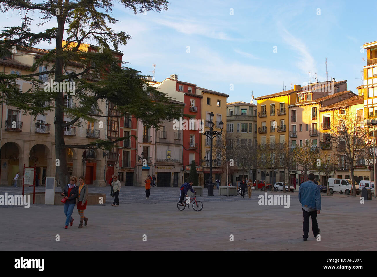 Camino de Santiago at sunset, Logrono old city near the Concatedral ...