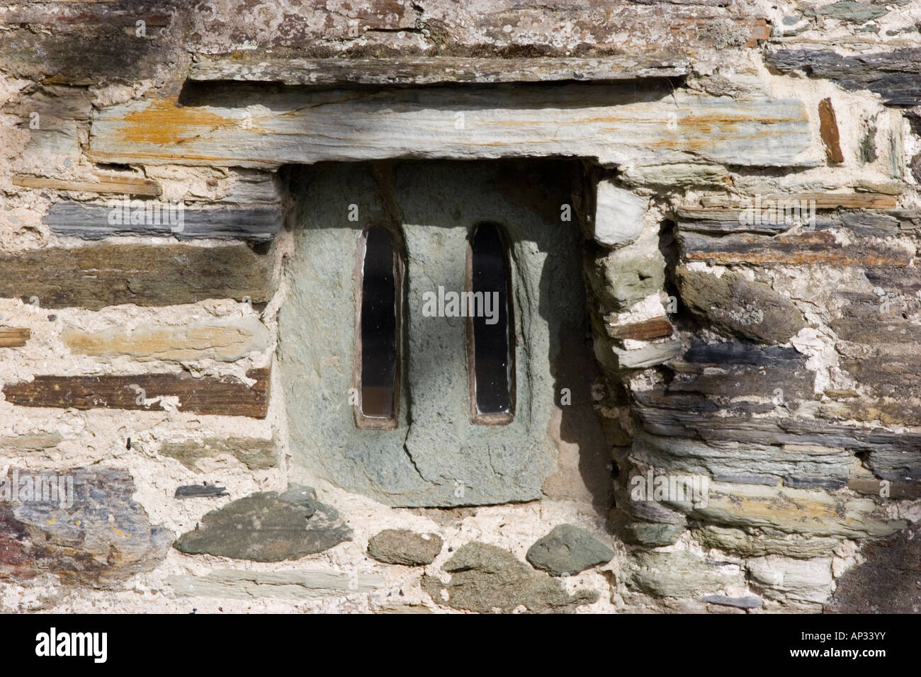 Ancient stone window in Tintagel north Cornwall Stock Photo - Alamy