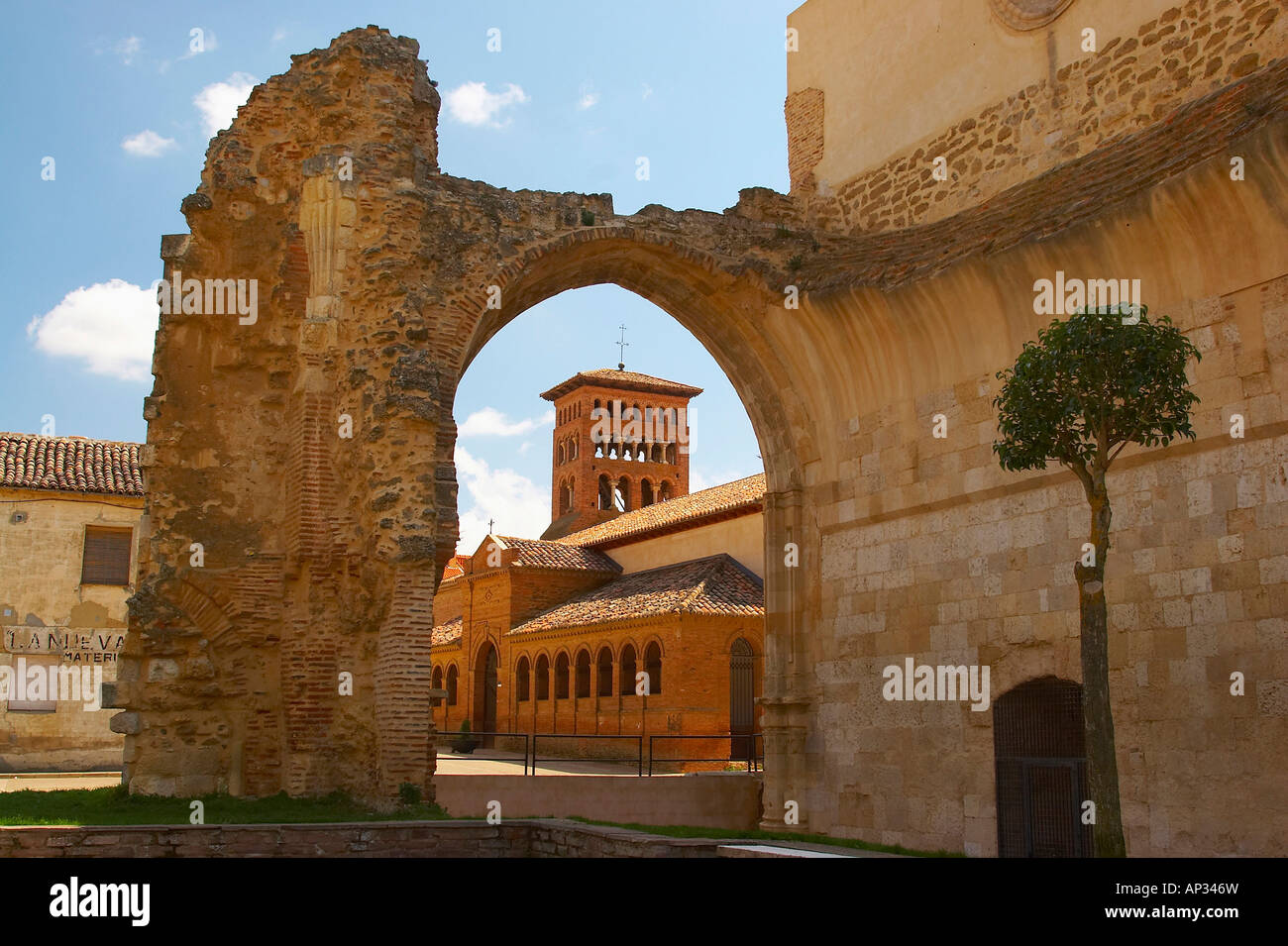 Ruins of San Beníto and Iglesia de San Tirso in Mudejar style, Sahagun ...