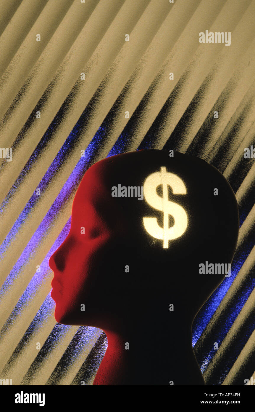 Stylized head with dollar sign Stock Photo - Alamy