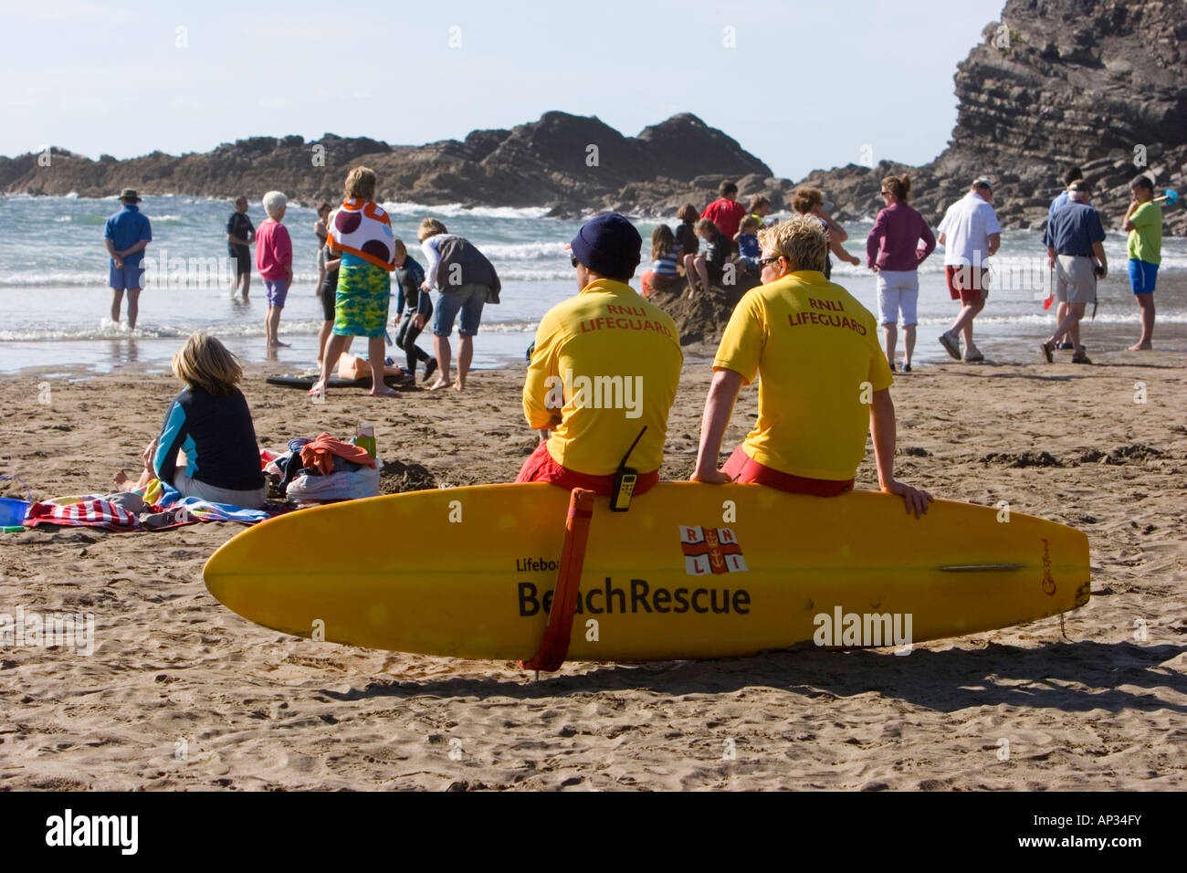 Lifeguards on duty at a crowded public beach Stock Photo - Alamy