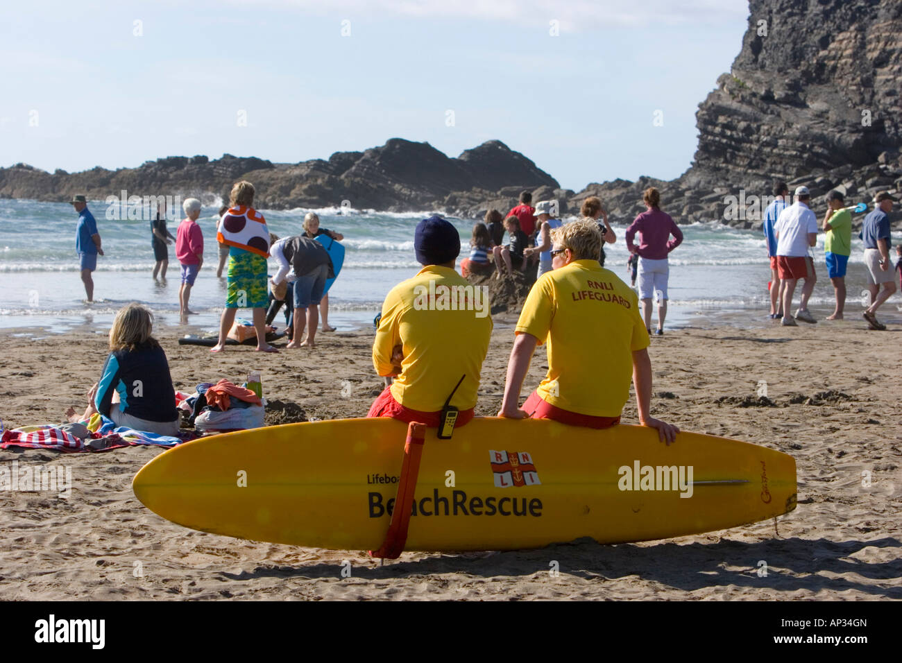 Lifeguards on duty at a crowded public beach Stock Photo - Alamy