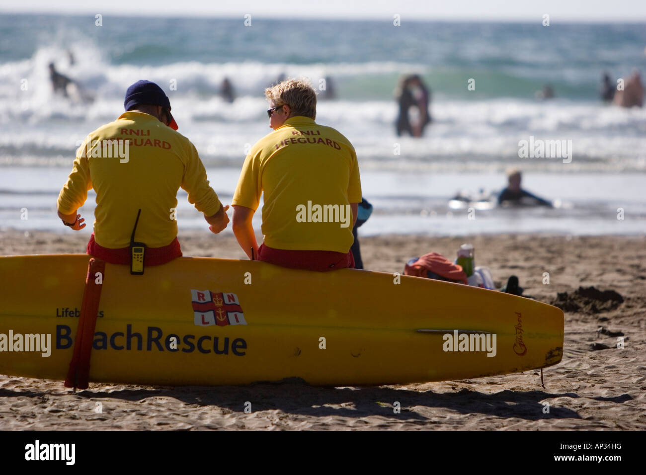 Lifeguards on duty at a crowded public beach Stock Photo - Alamy