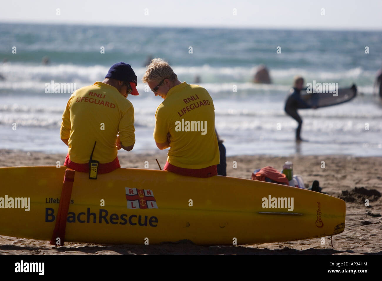 Lifeguards on duty at a crowded public beach Stock Photo - Alamy