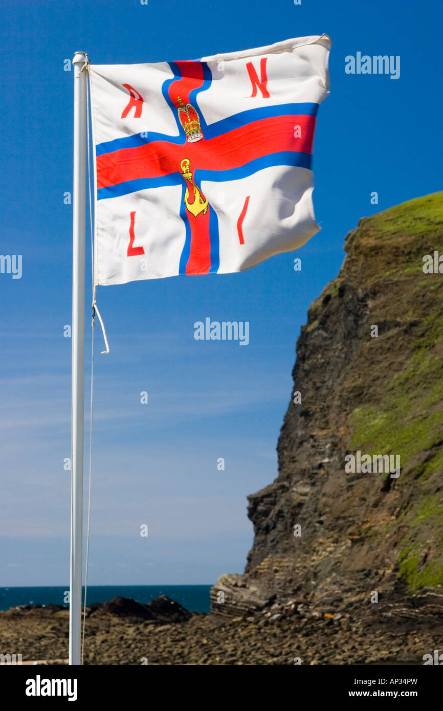 RNLI Royal National Lifeboat Institute flag flying over Crackington ...