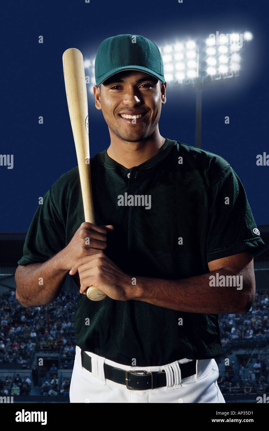Baseball man bat smile hi-res stock photography and images - Alamy