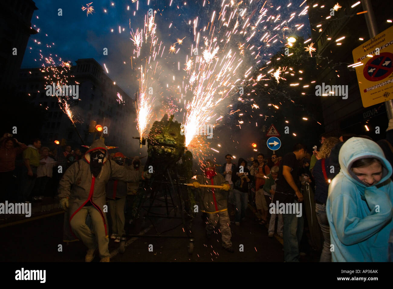 Correfoc, fireworks, Festa de la Merce, city festival, September, Barri ...