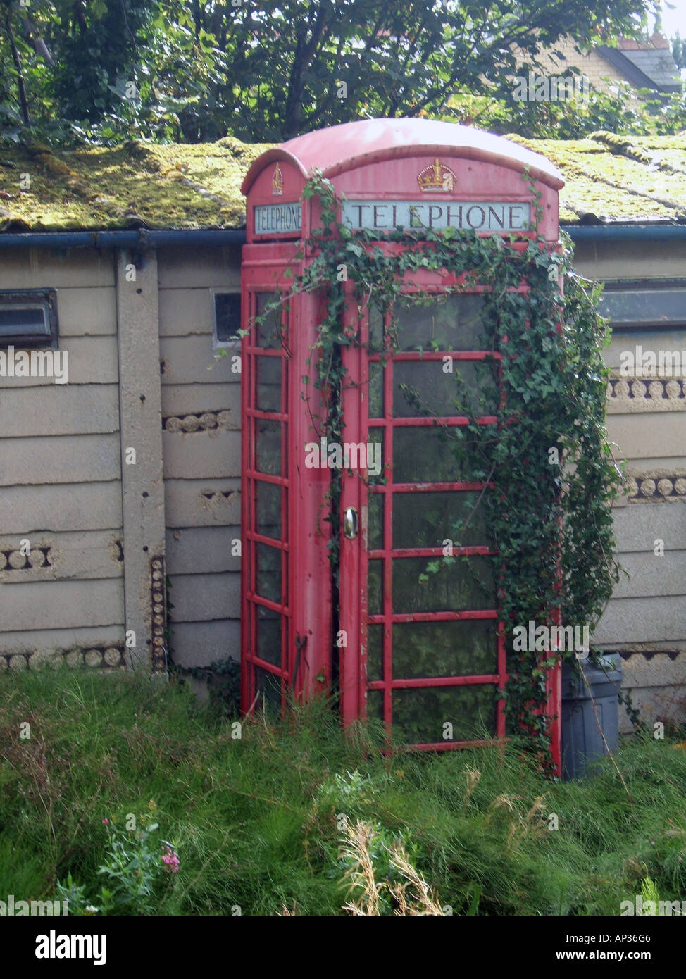 Red telephone box overgrown plants hi-res stock photography and images ...