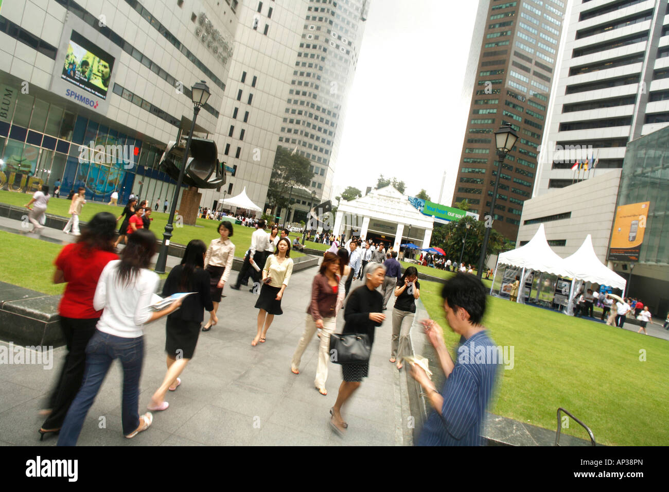 People on Raffles Place, Central Business District, Singapore Stock ...