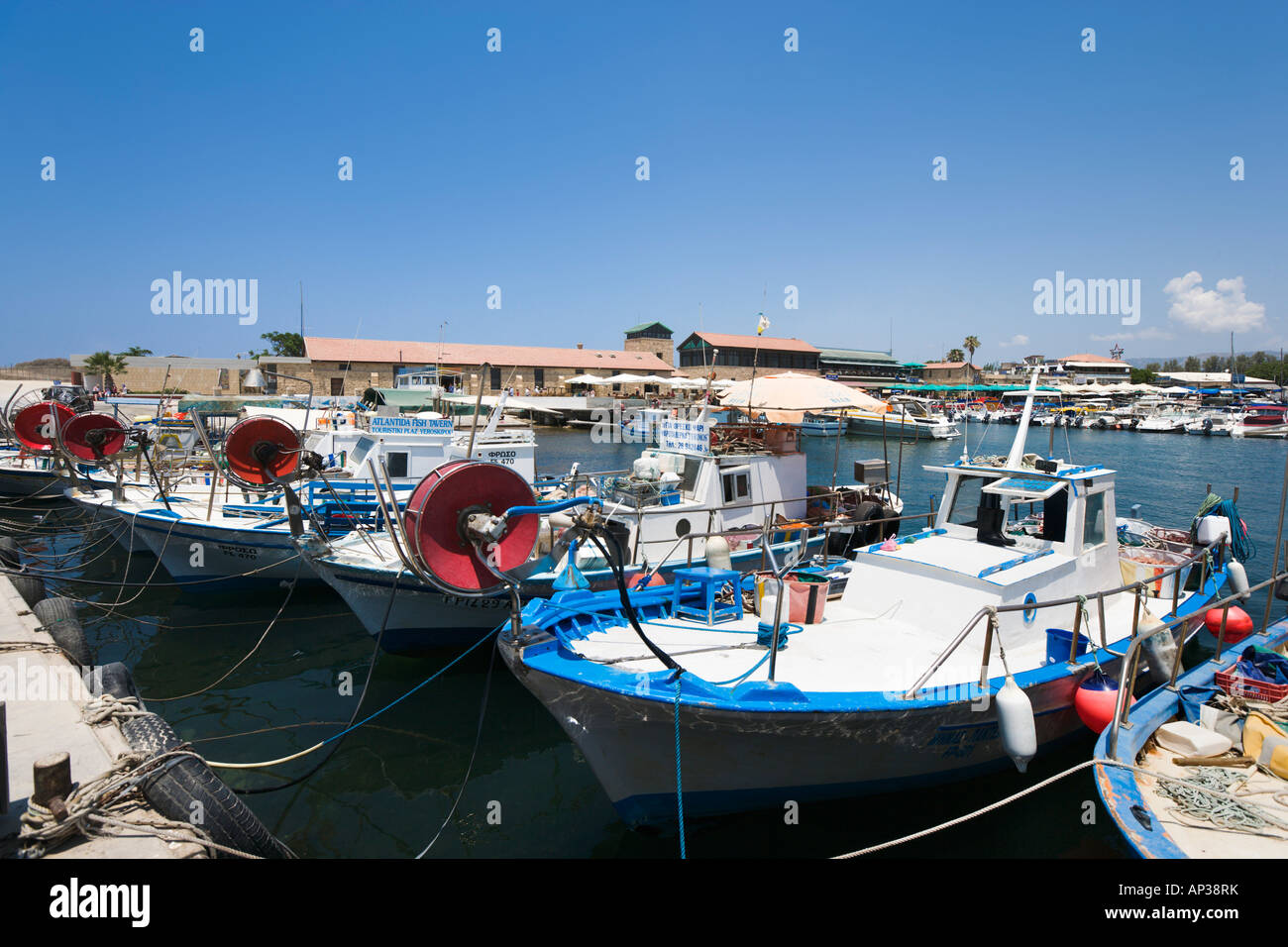 Fishing Boats in Harbour, Paphos, West Coast, Cyprus Stock Photo - Alamy