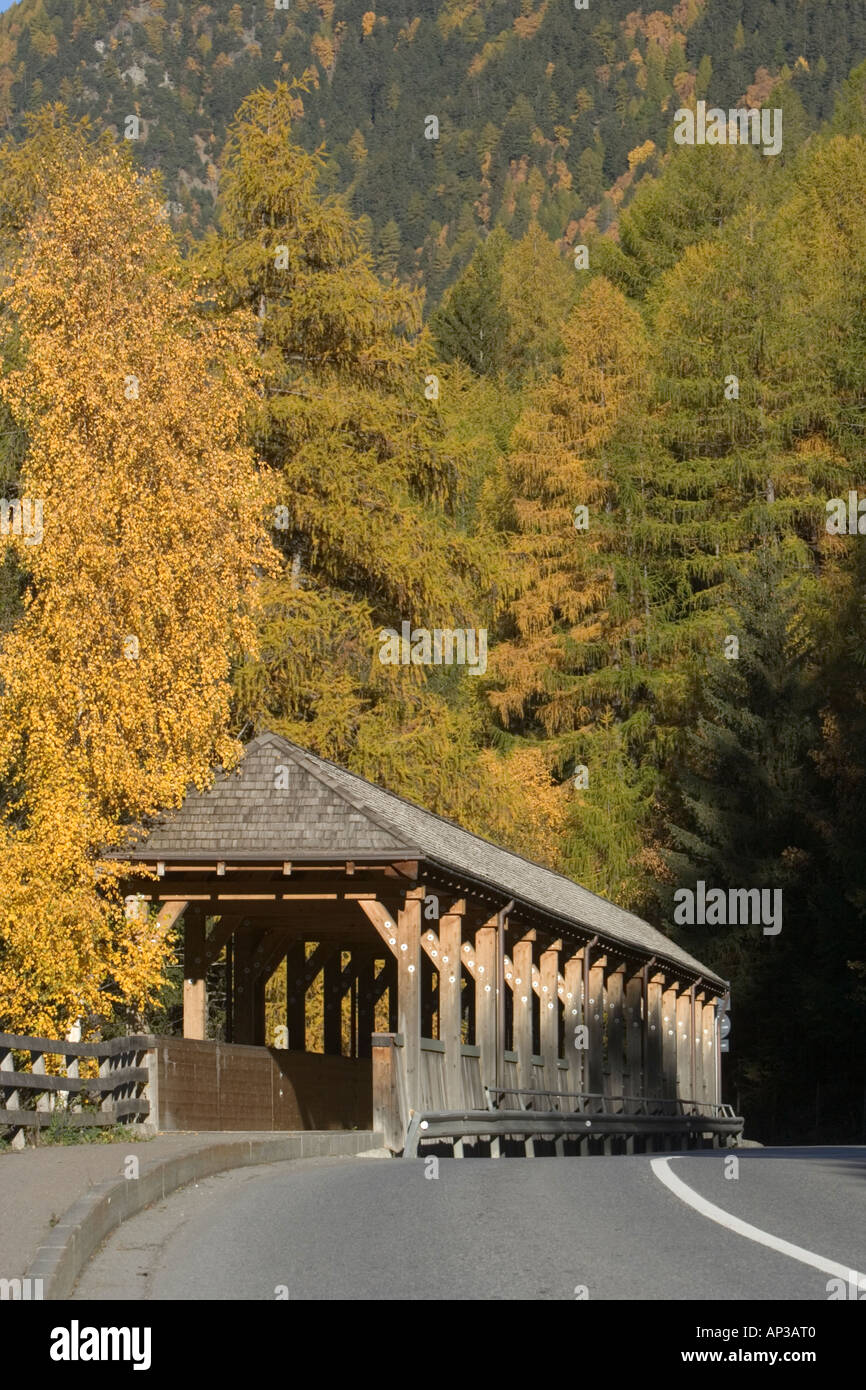 Traditional covered footbridge, South Tyrol, Italy Stock Photo - Alamy