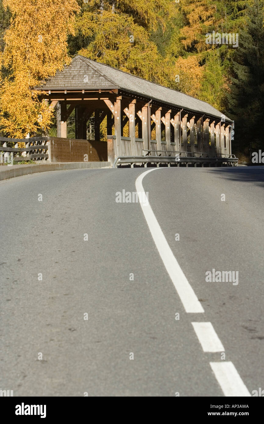 Traditional covered footbridge, South Tyrol, Italy Stock Photo - Alamy