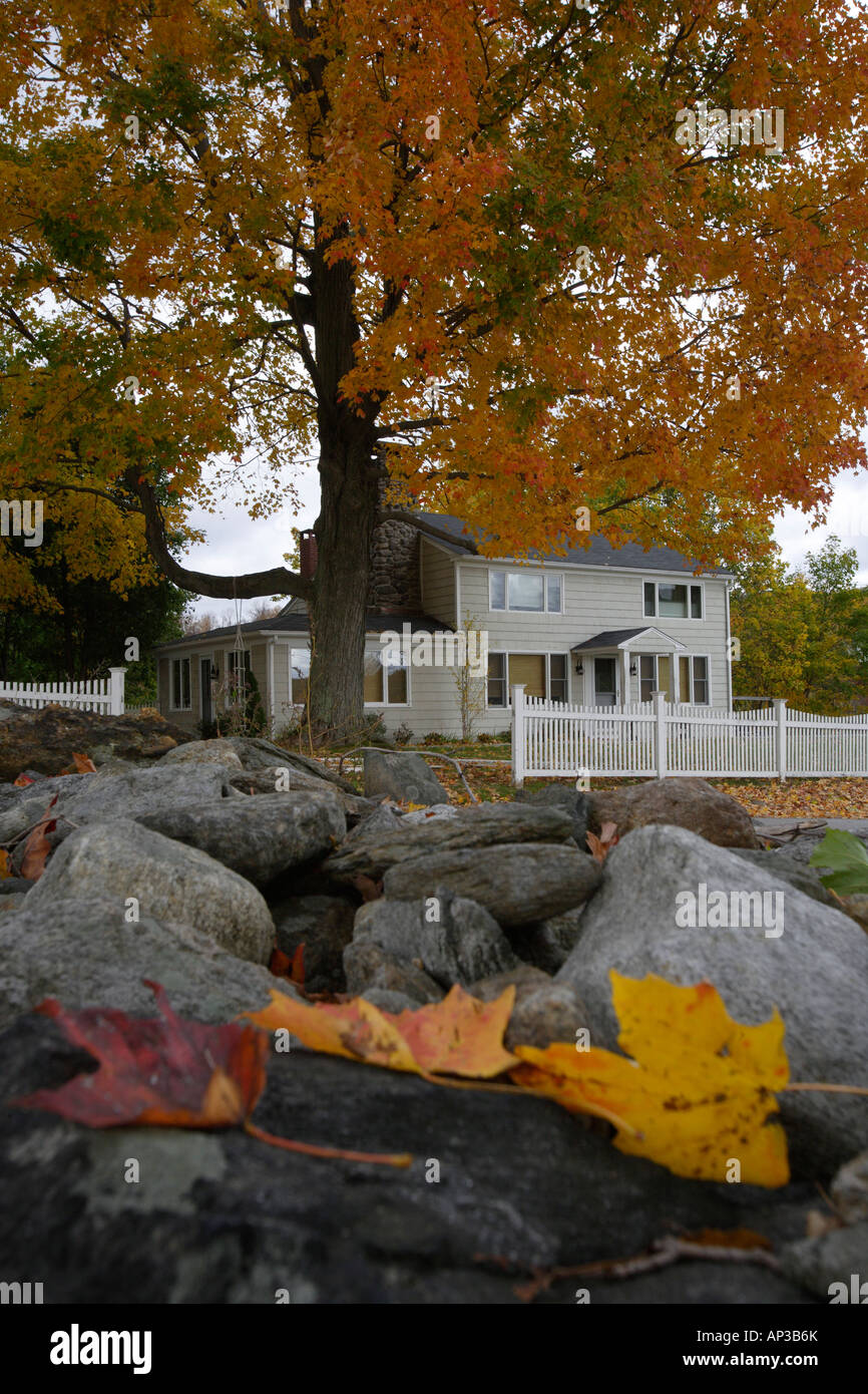 Street in New Preston in Autumn, New Preston, Connecticut, New England ...