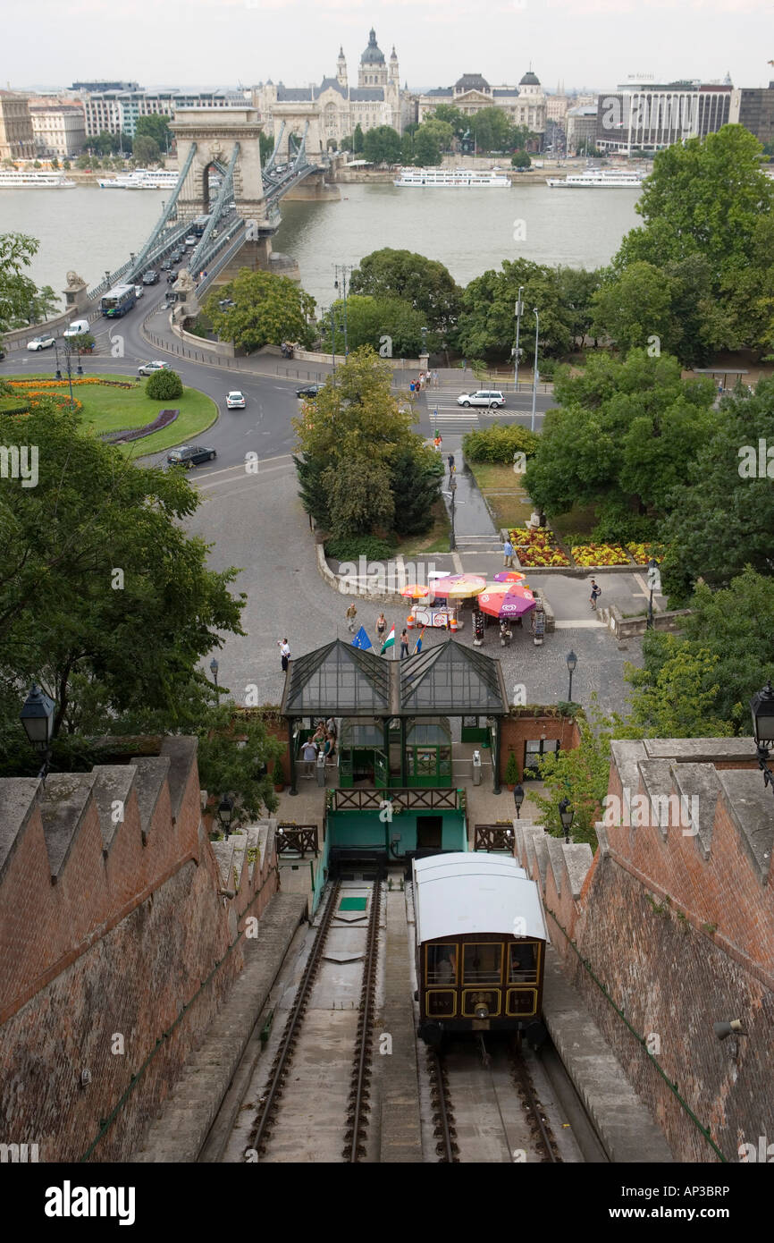 Castle Hill Funicular Railway and Chain Bridge, View from Buda ...