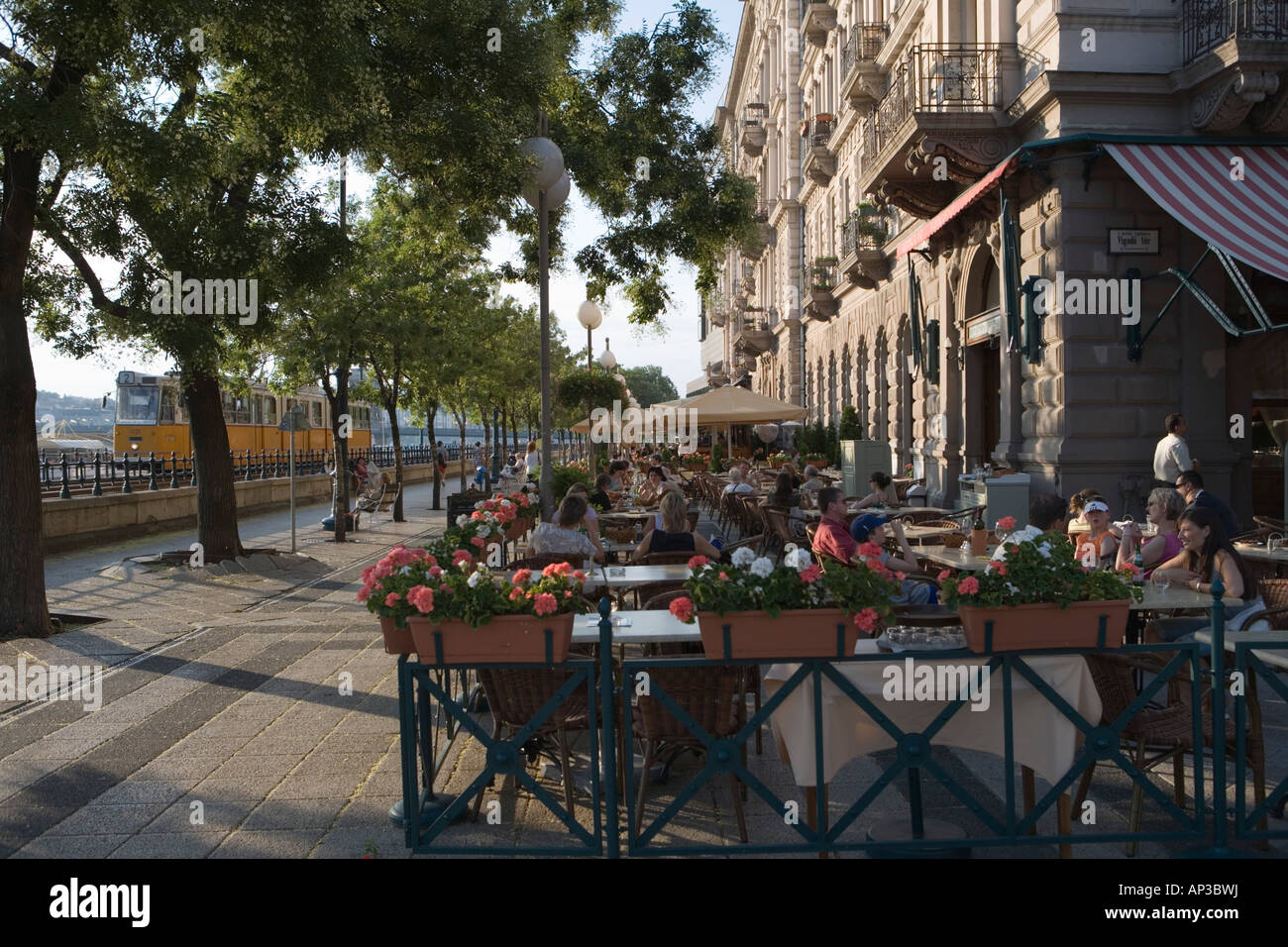 Outdoor Seating at Dunacorso Restaurant, Pest, Budapest, Hungary Stock ...