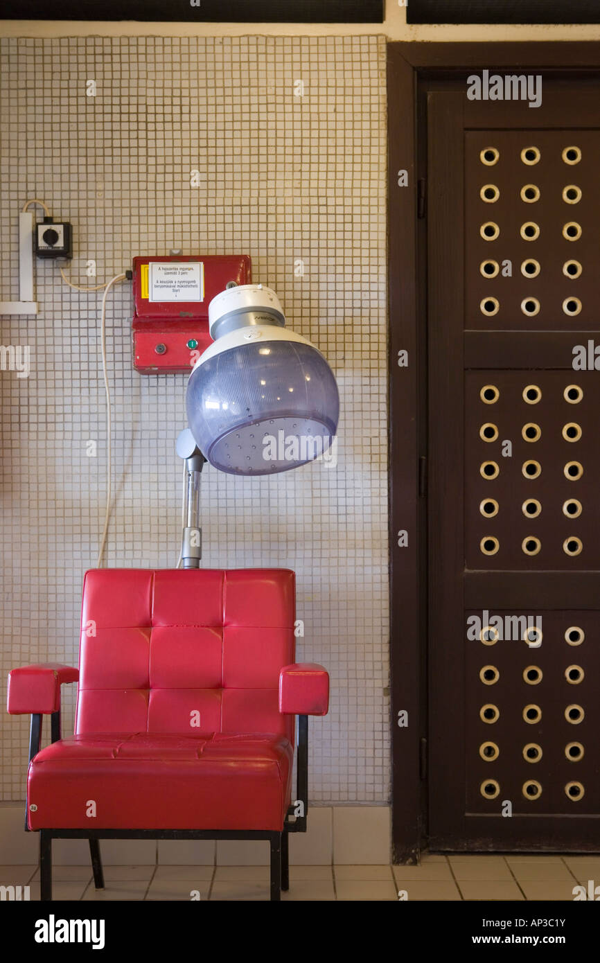 Red Chair and Coin-Operated Hair Dryer at Gellert Baths, Buda, Budapest ...