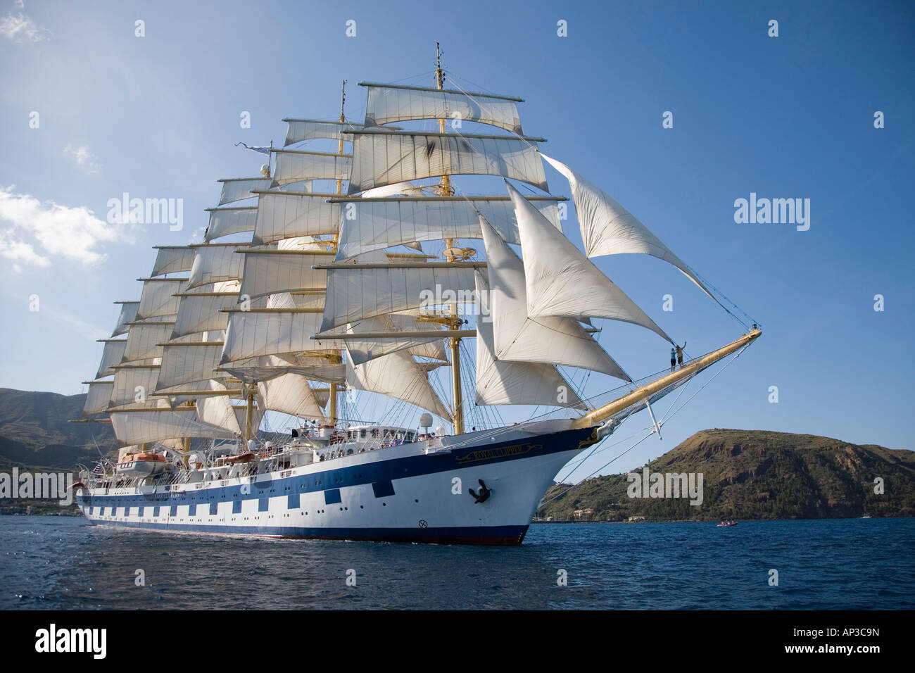 Royal Clipper Under Full Sail, Mediterranean Sea, near Lipari, near ...
