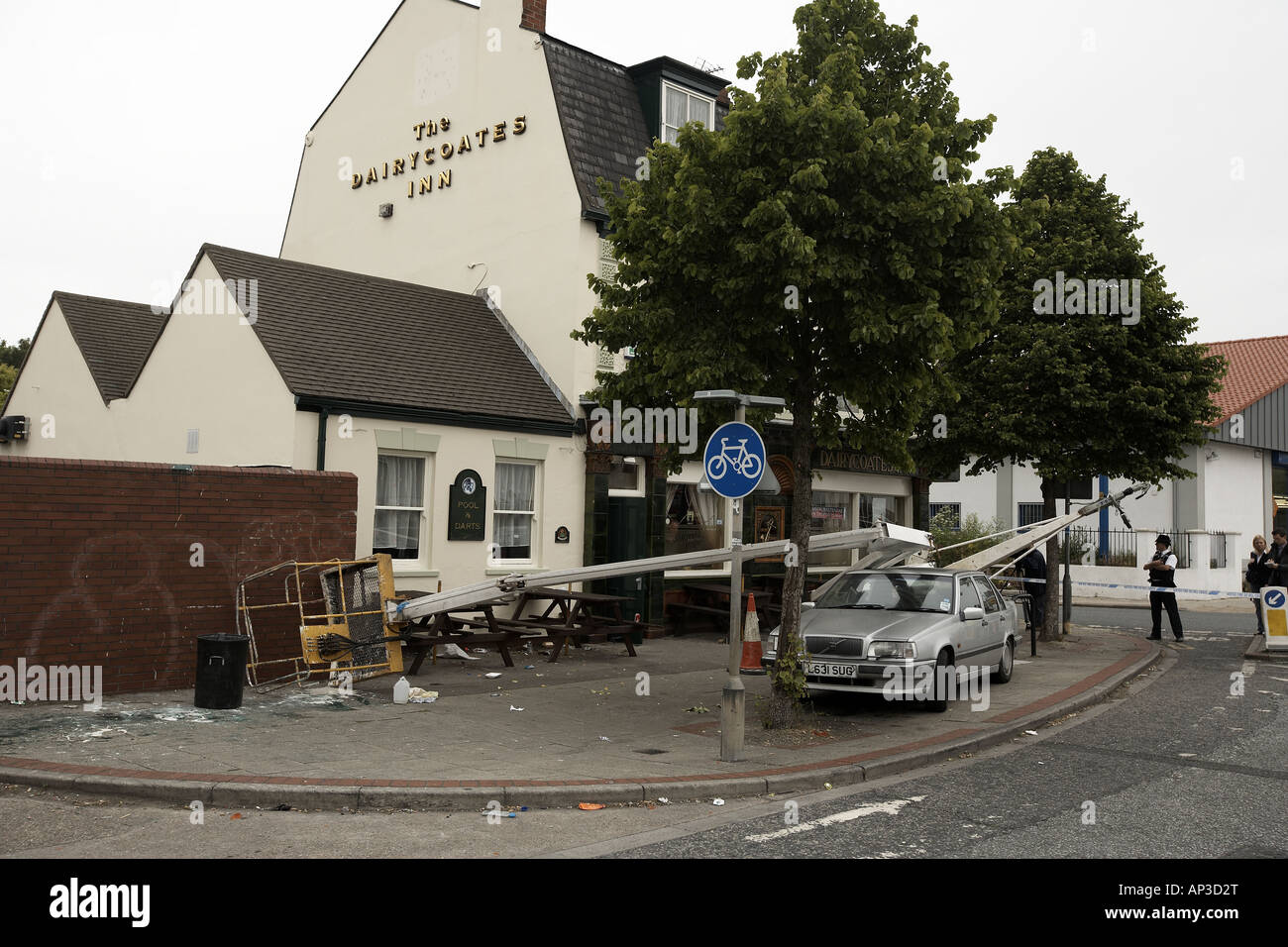 The cherry picker crane that collapsed onto a car outside the ...