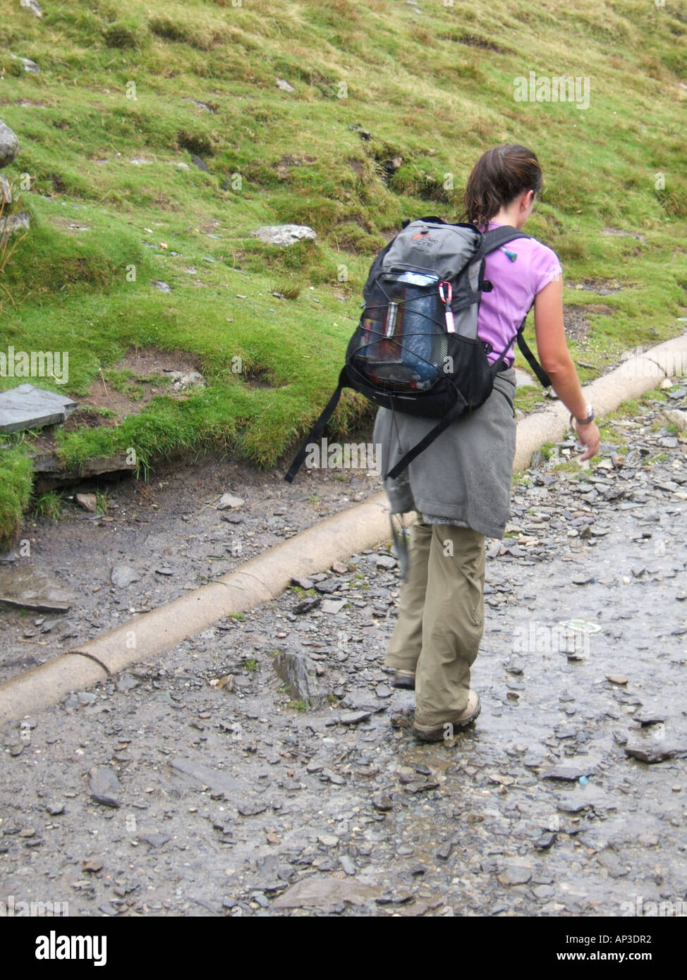 people walking up rocky path to mount snowdon in wales uk Stock Photo ...
