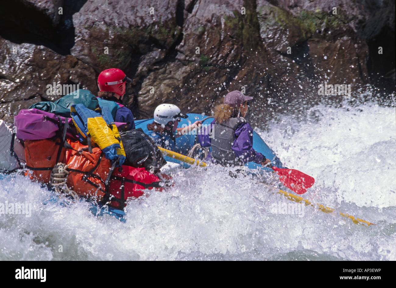 RAFTING down CLAVEYS RAPID a class 5 on the wild scenic TOULOMNE RIVER ...