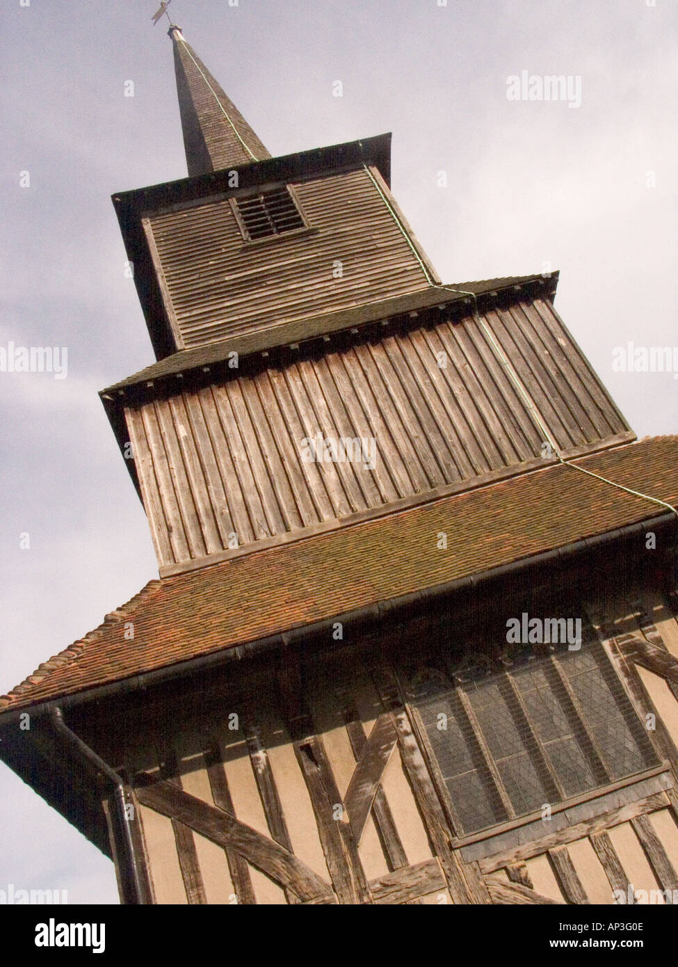 15th century timber bell tower of the Church of St Laurence Blackmore ...