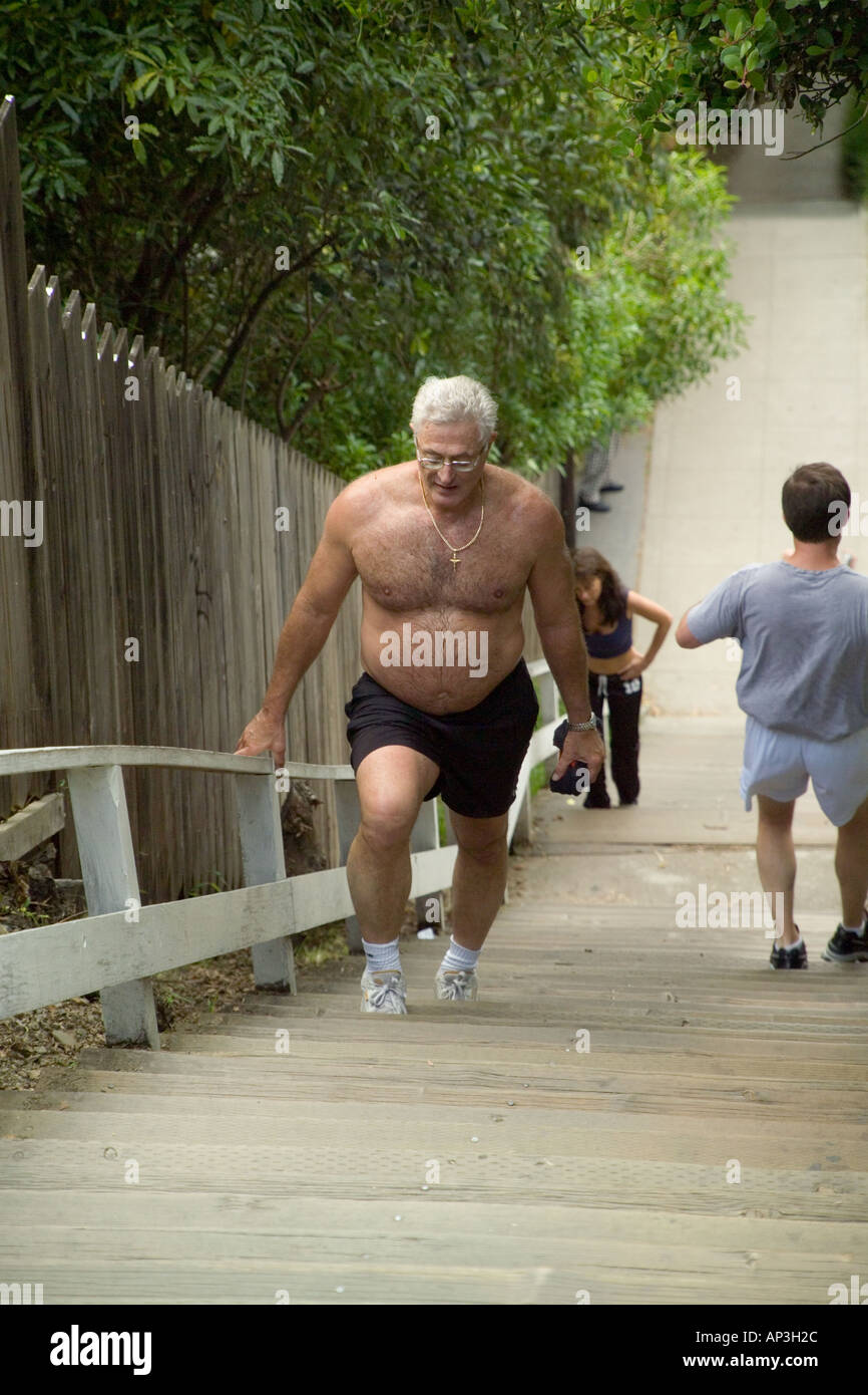 Local residents of Santa Monica, CA get an aerobic workout on the city ...