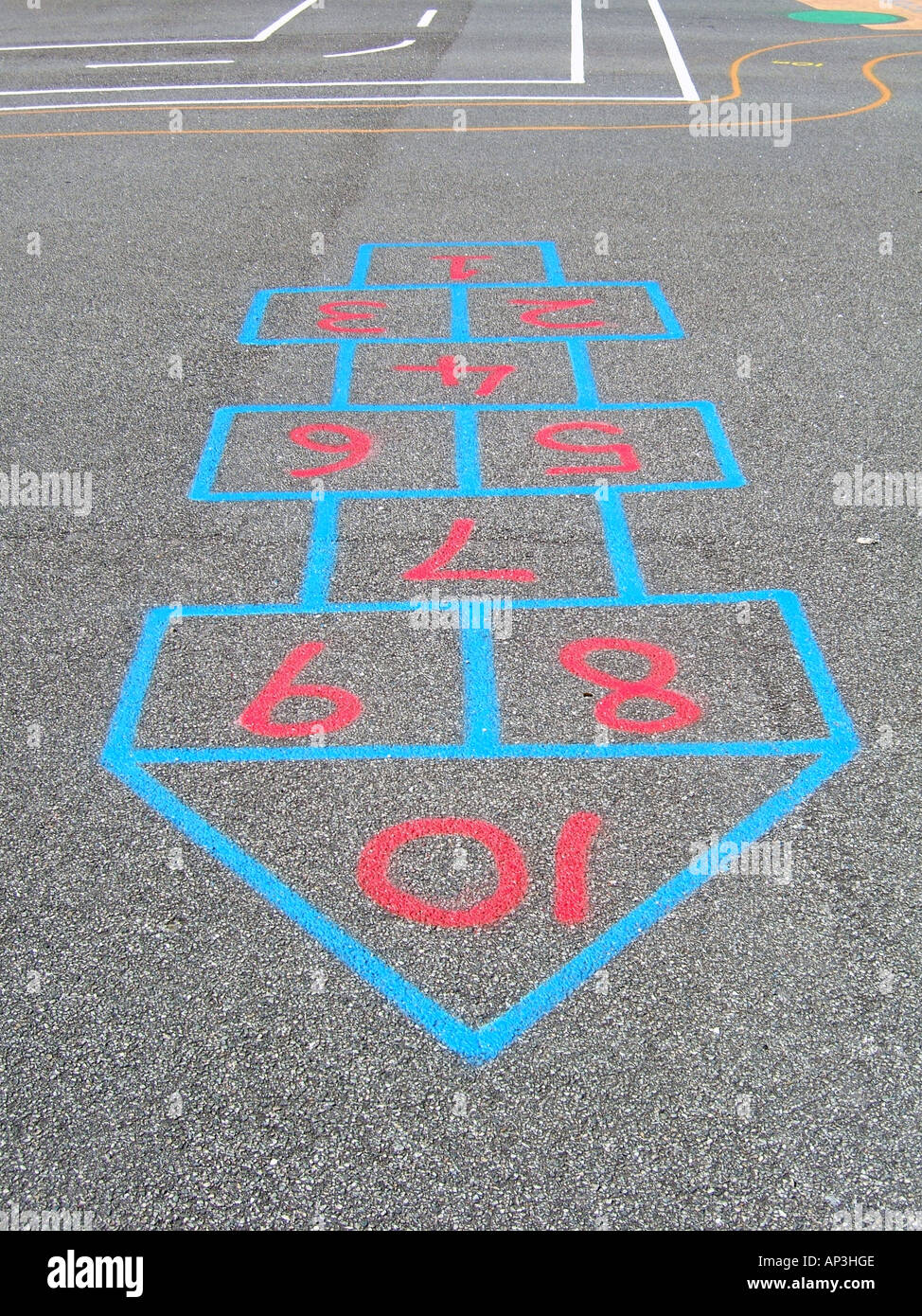 hopscotch game in playground Stock Photo - Alamy