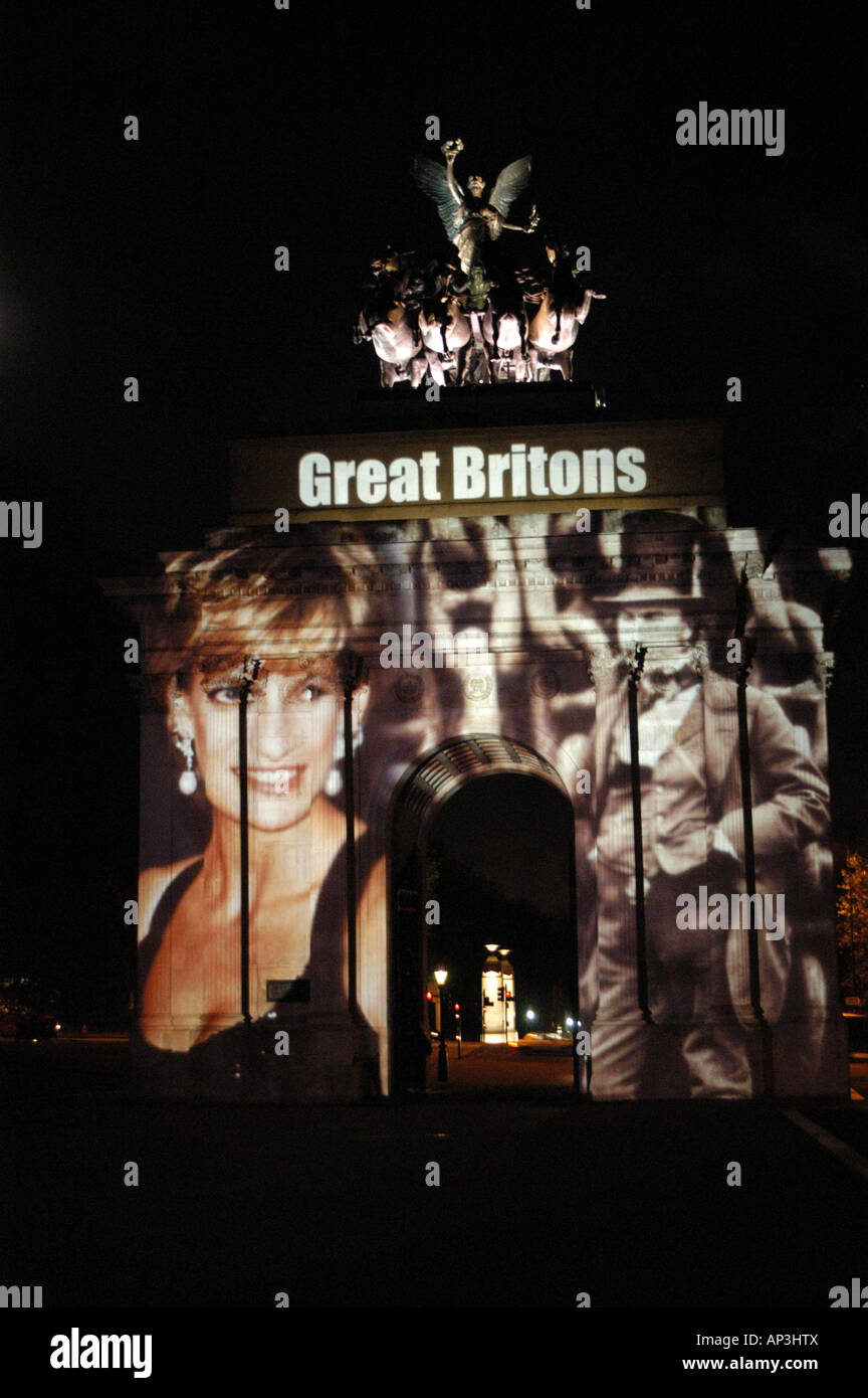 The Greatest Britons display on Duke of Wellington Arch Hyde Park ...