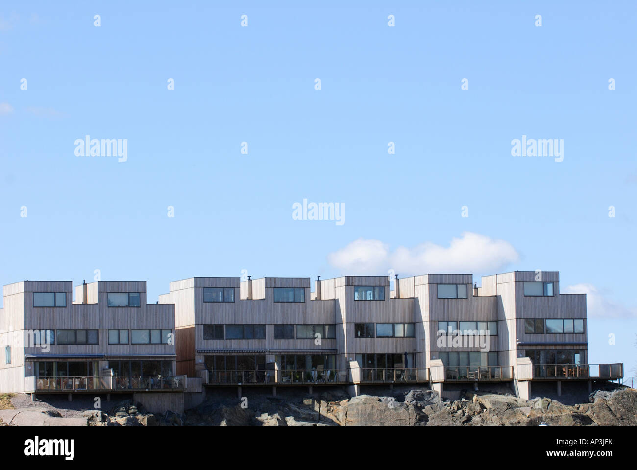Duplex houses against blue sky, Surte, Sweden Stock Photo - Alamy