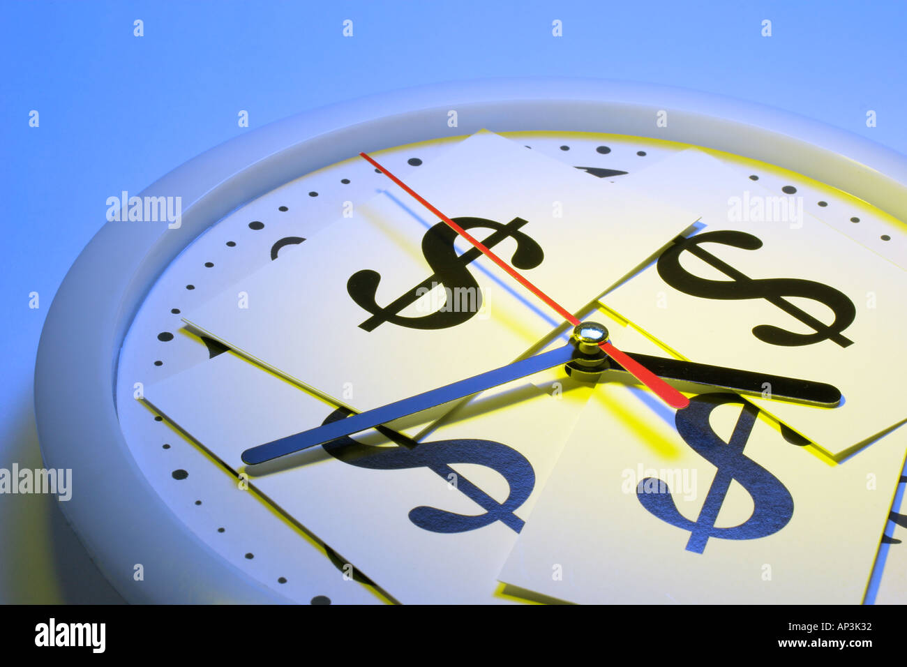 Dollar Sign Cards on Clock Stock Photo - Alamy