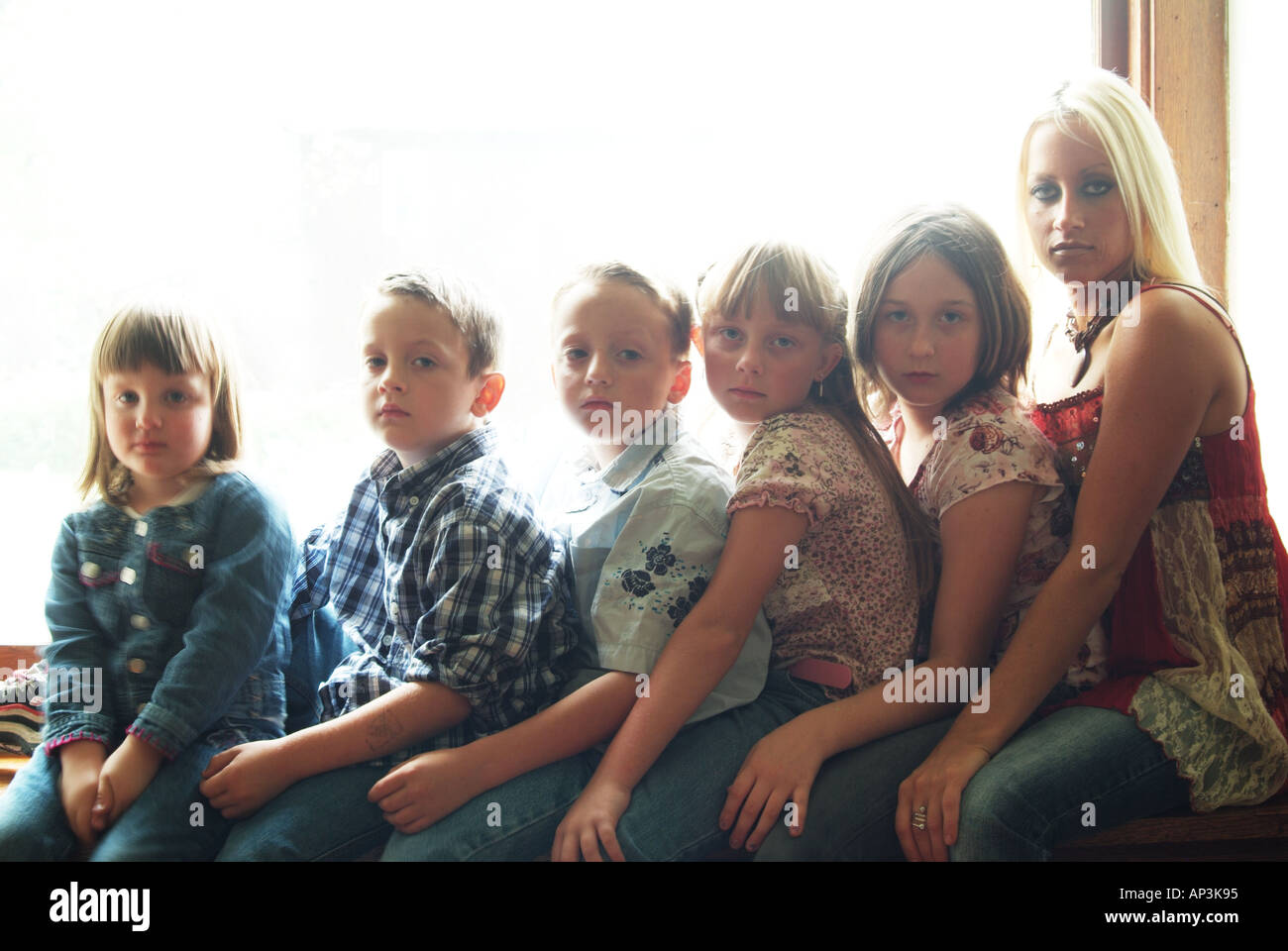 single mom with her five children Stock Photo - Alamy