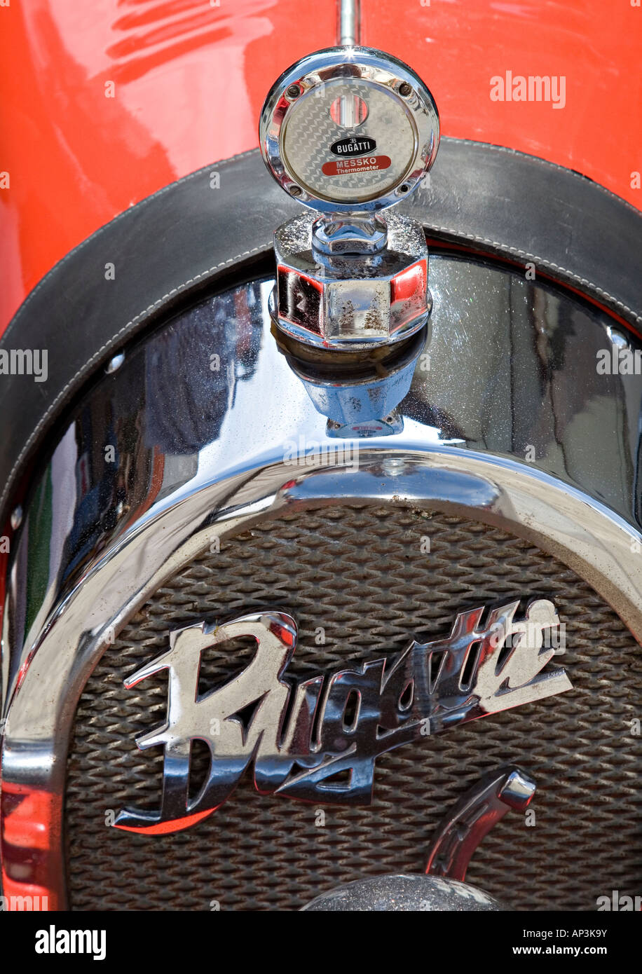 Classic car Bugatti badge and grille Stock Photo - Alamy