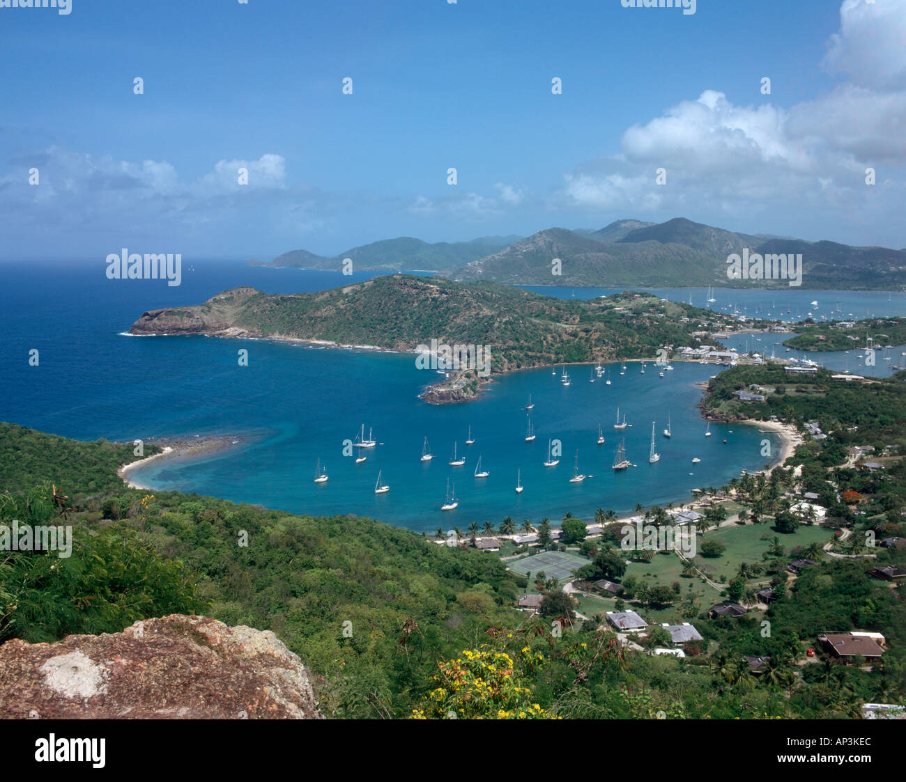View over English Harbour from Shirley Heights, Antigua, West Indies ...