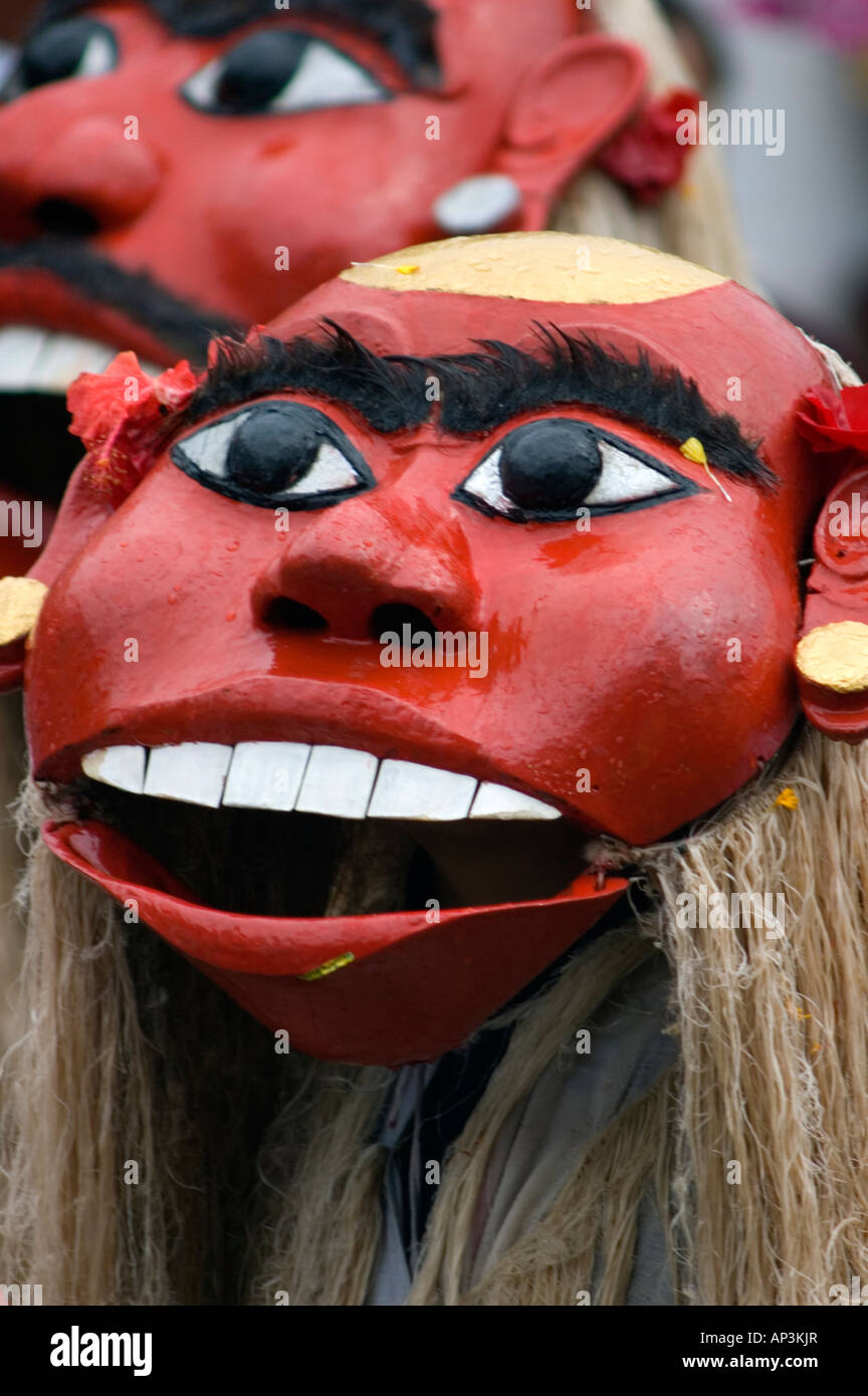 The masks of the ancestors in the Pi Mai parade at Luang Prabang Laos ...