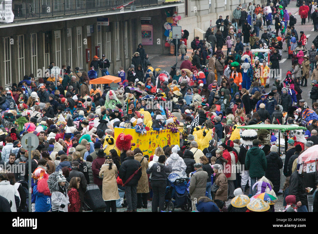 SWITZERLAND, BASEL: Fasnacht Carnival Overview of Parade Crowds Stock ...
