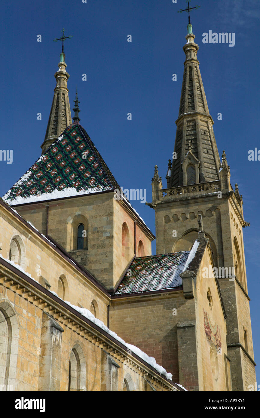 SWITZERLAND, NEUCHATEL: Collegiale Church (16th century)/ Winter Stock ...