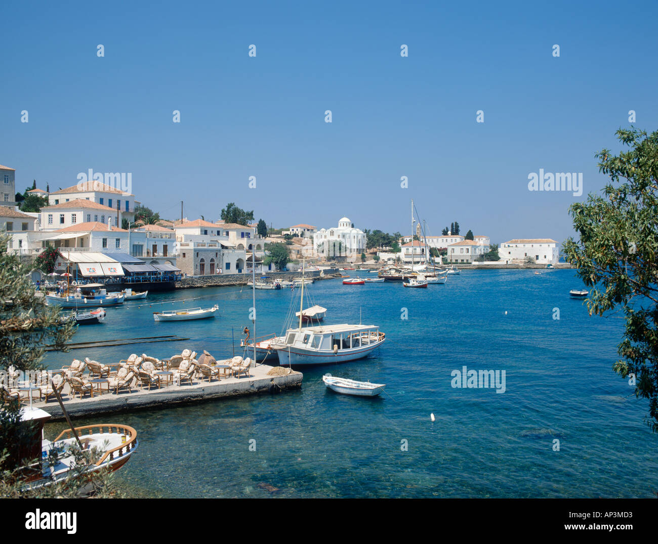 Old Town Harbour, Spetses Town, Spetses, Saronic Islands, Greece Stock ...