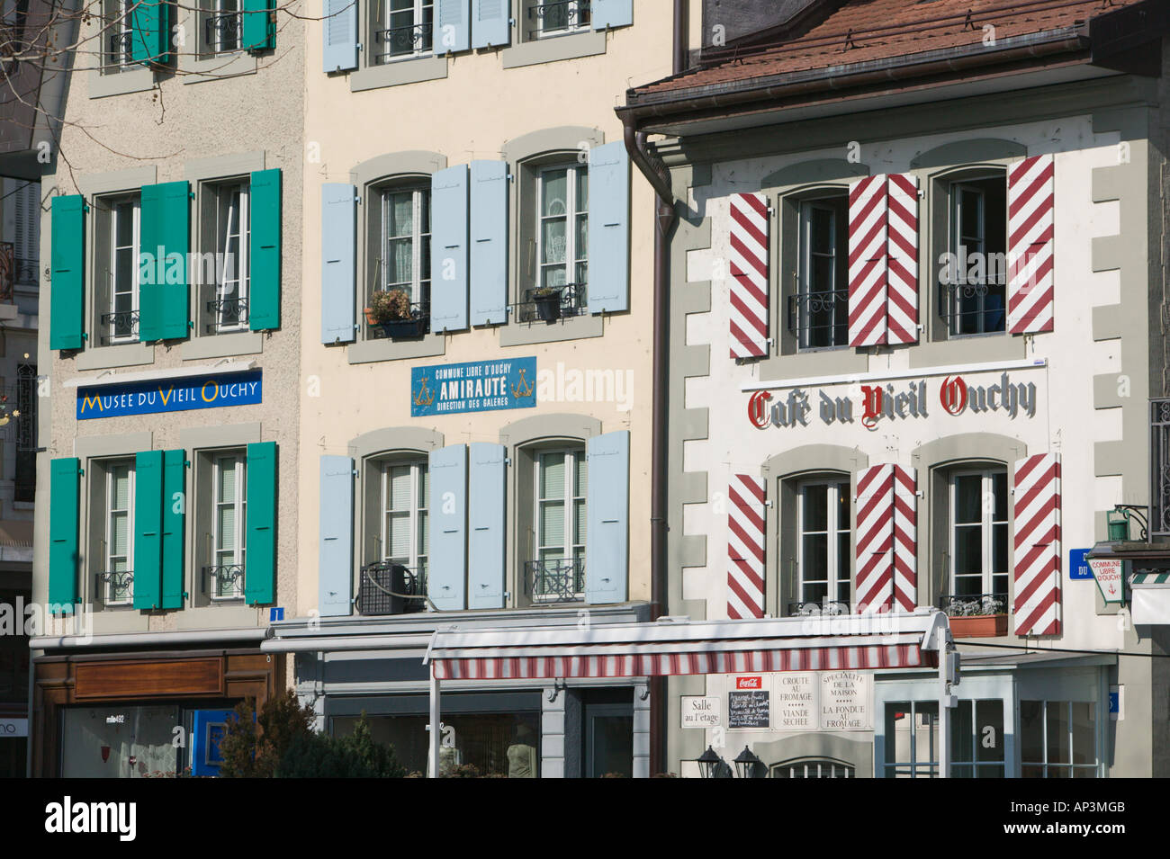 SWITZERLAND, (Vaud), LAUSANNE (OUCHY): View of the town of OUCHY Shore ...