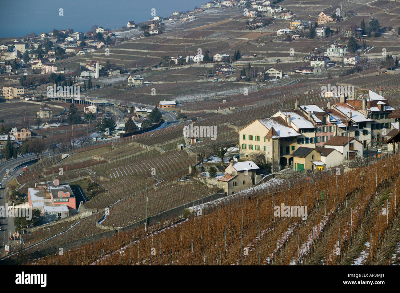 SWITZERLAND, (Vaud), Swiss Riviera, EPESSES: Town View / Winter ...