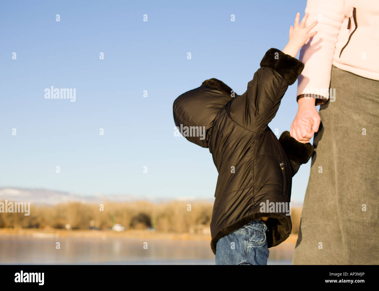Young child reaching up for mother Stock Photo - Alamy