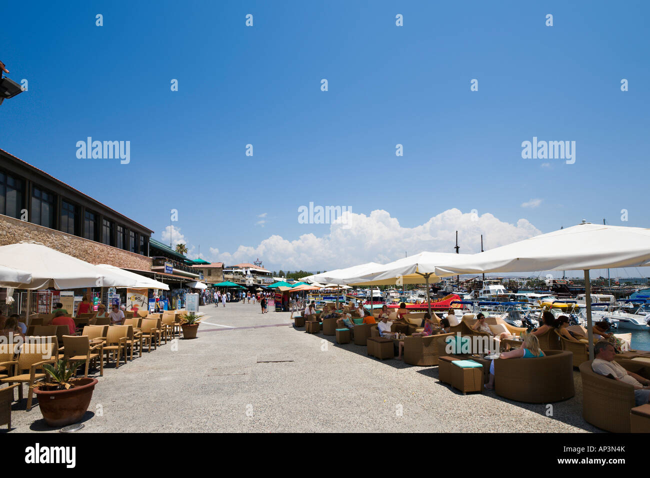 Harbourfront Shops and Bars, Paphos, West Coast, Cyprus Stock Photo - Alamy