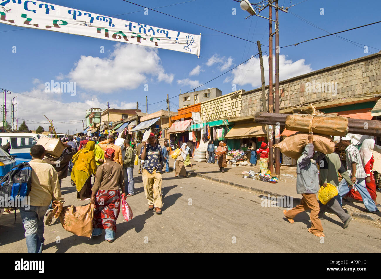 A typical street scene from the Mercato (market) in Addis Ababa Stock ...