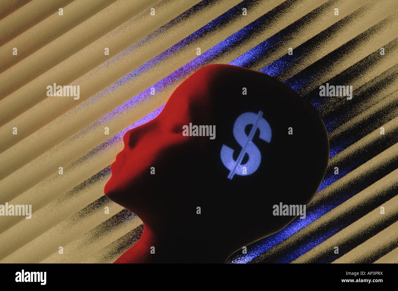 Stylized head with dollar sign Stock Photo - Alamy