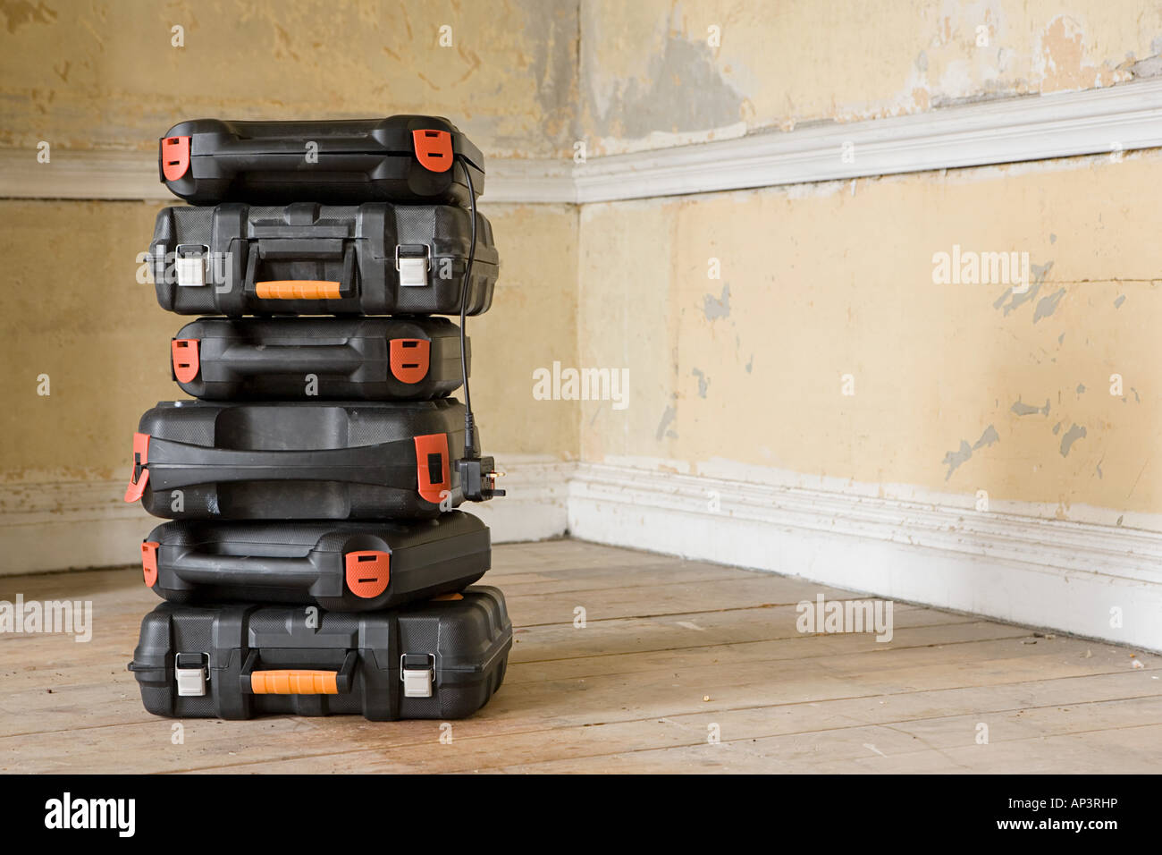 Stack of tool boxes Stock Photo - Alamy