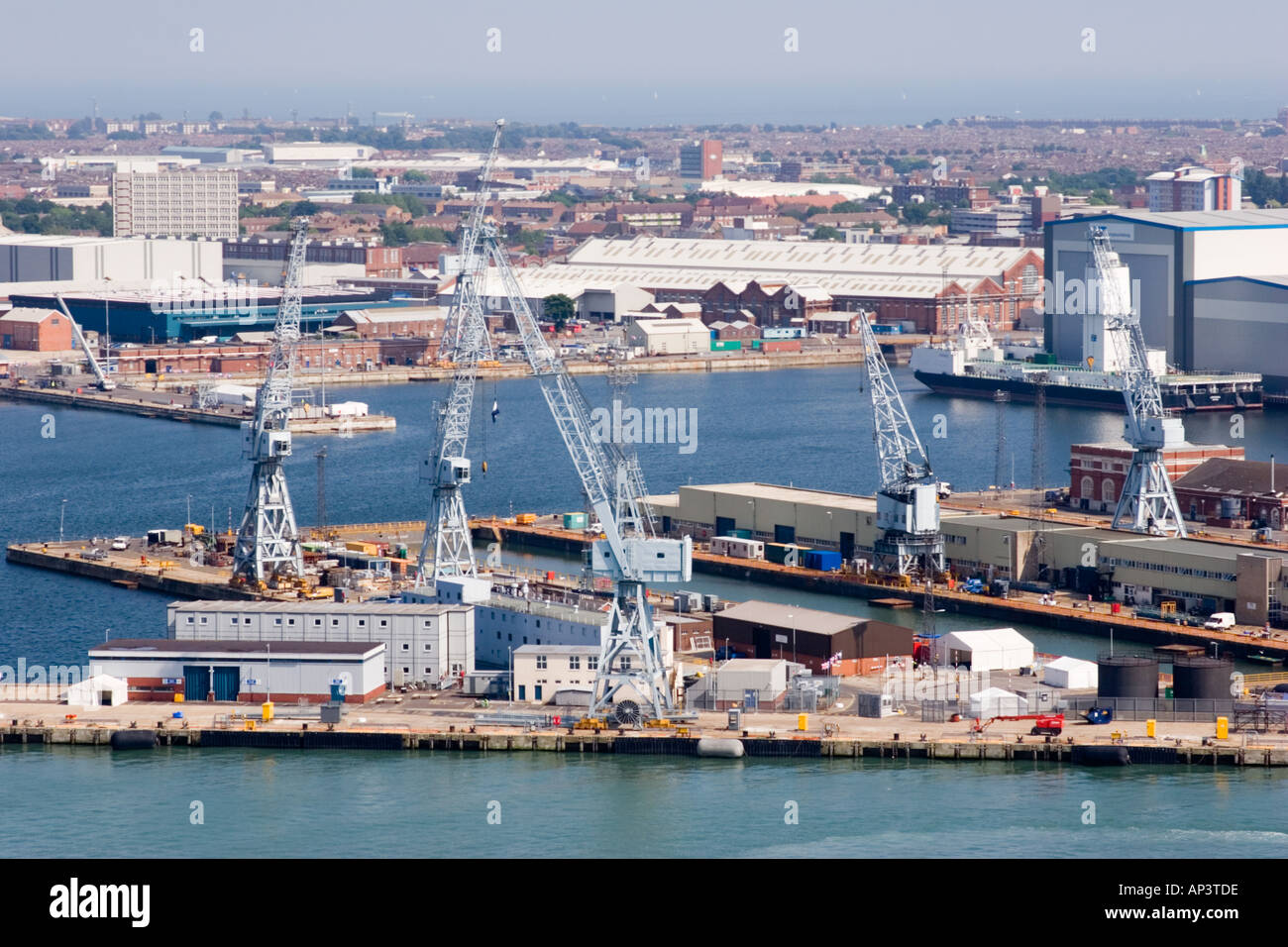 view of docks at portsmouth naval base england Stock Photo - Alamy