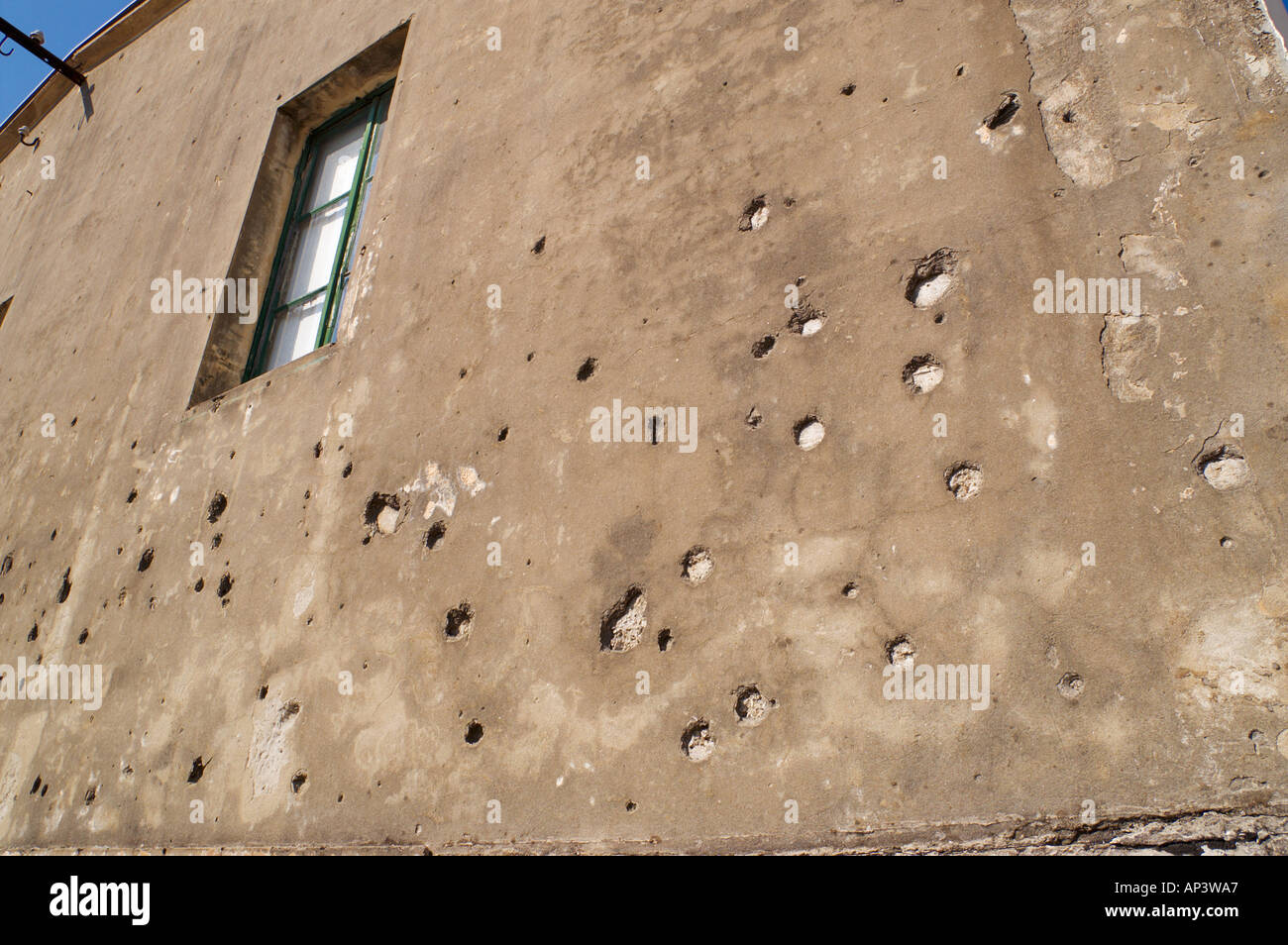 Bullets holes on a war damaged building Dubrovnik Dalmatia Croatia ...