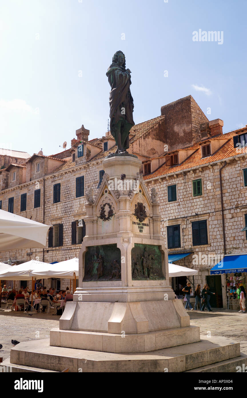 Statue of Ivan Gundulic in Gundulic Square Dubrovnik Dalmatia Croatia ...