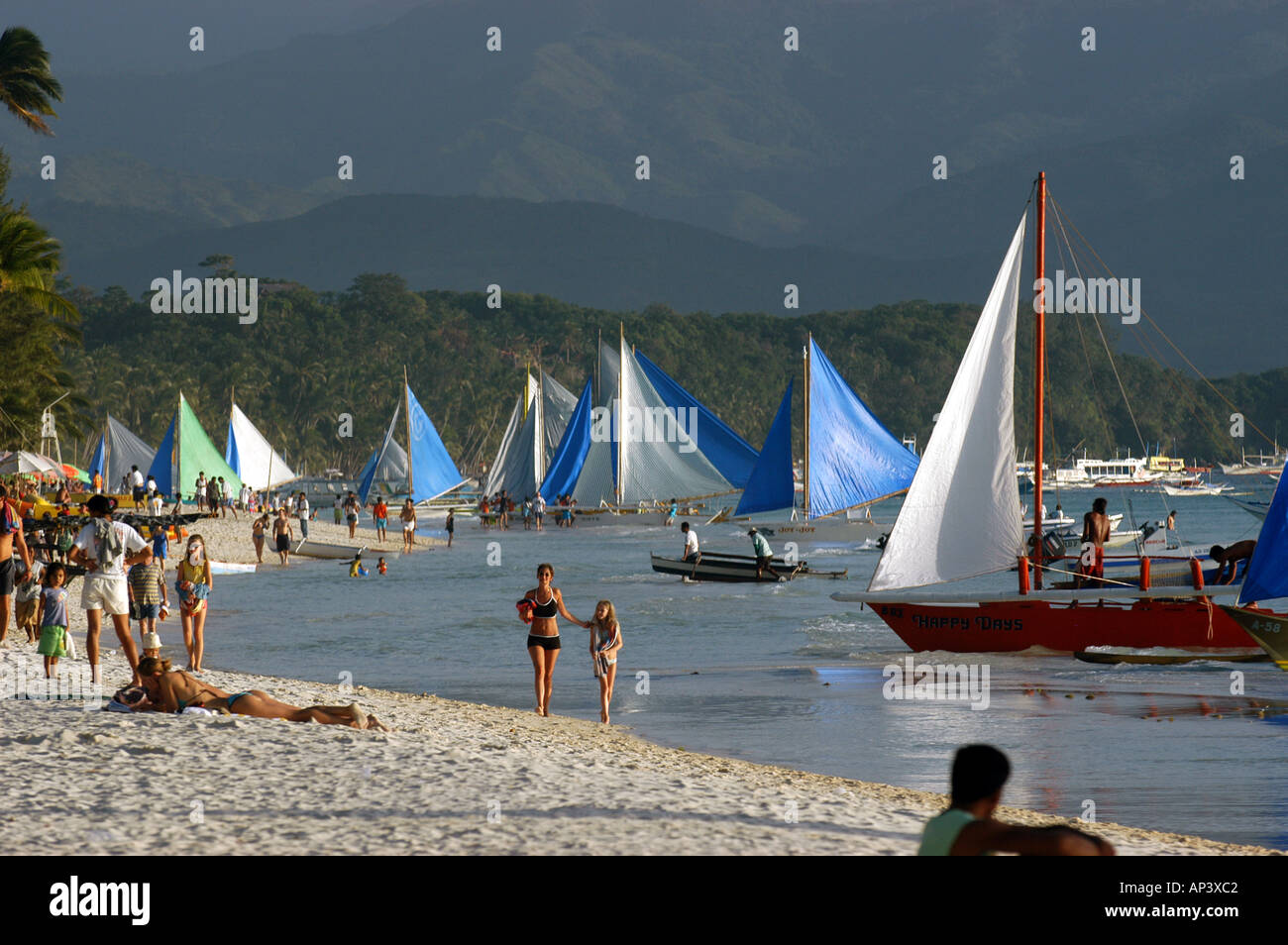The very busy beach in Boracay, Philippines, one of the best beaches in ...