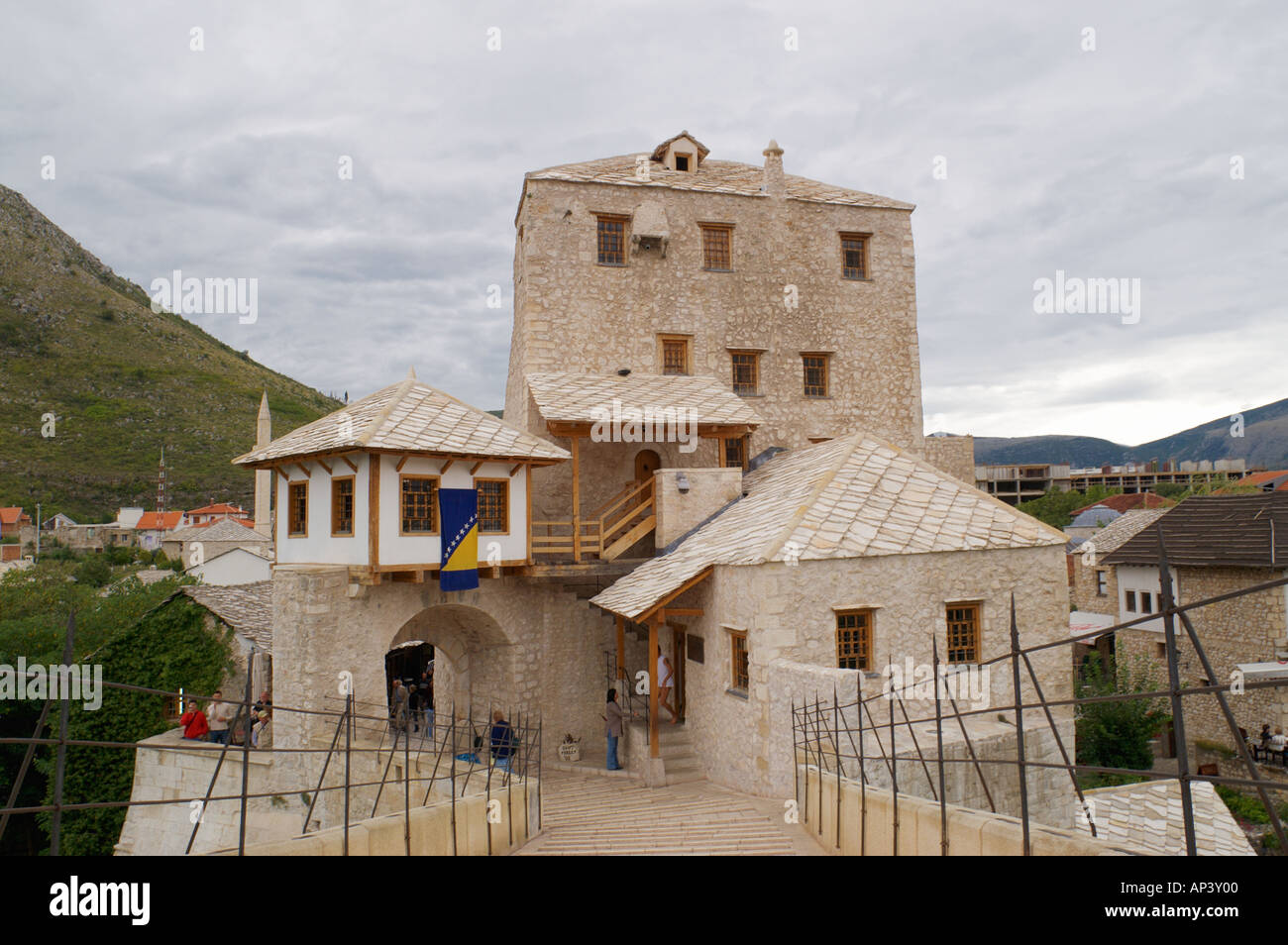 The reconstructed Turkish building Cardak kula next to the new old ...